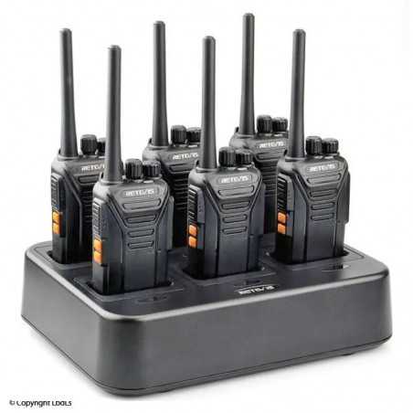 Pack de 6 RT27 Retevis PMR446 et chargeur 6