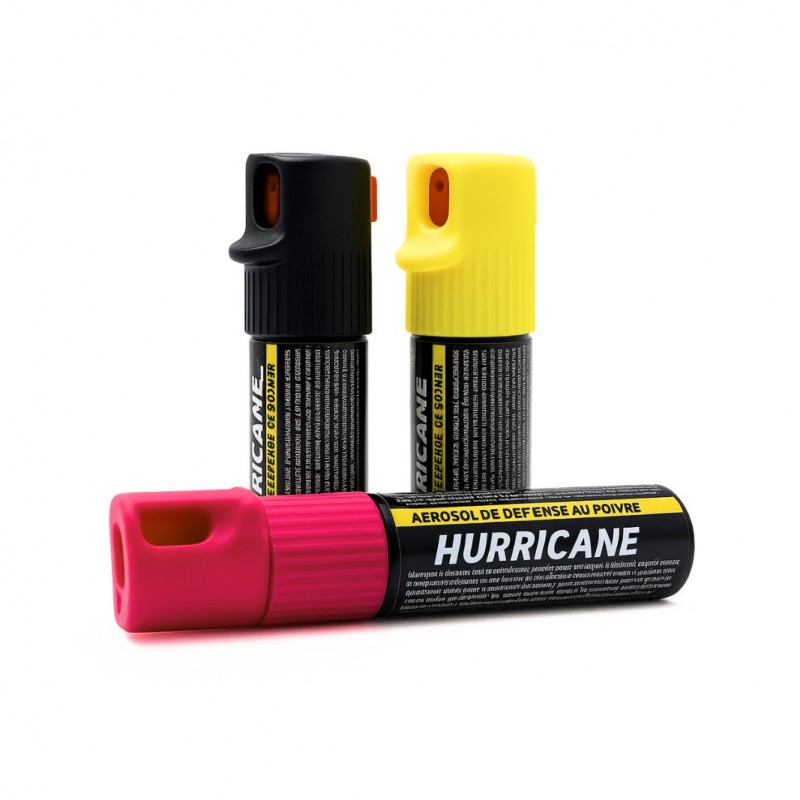 Bombe lacrymogène HURRICANE jet poivre 15 ml pinky